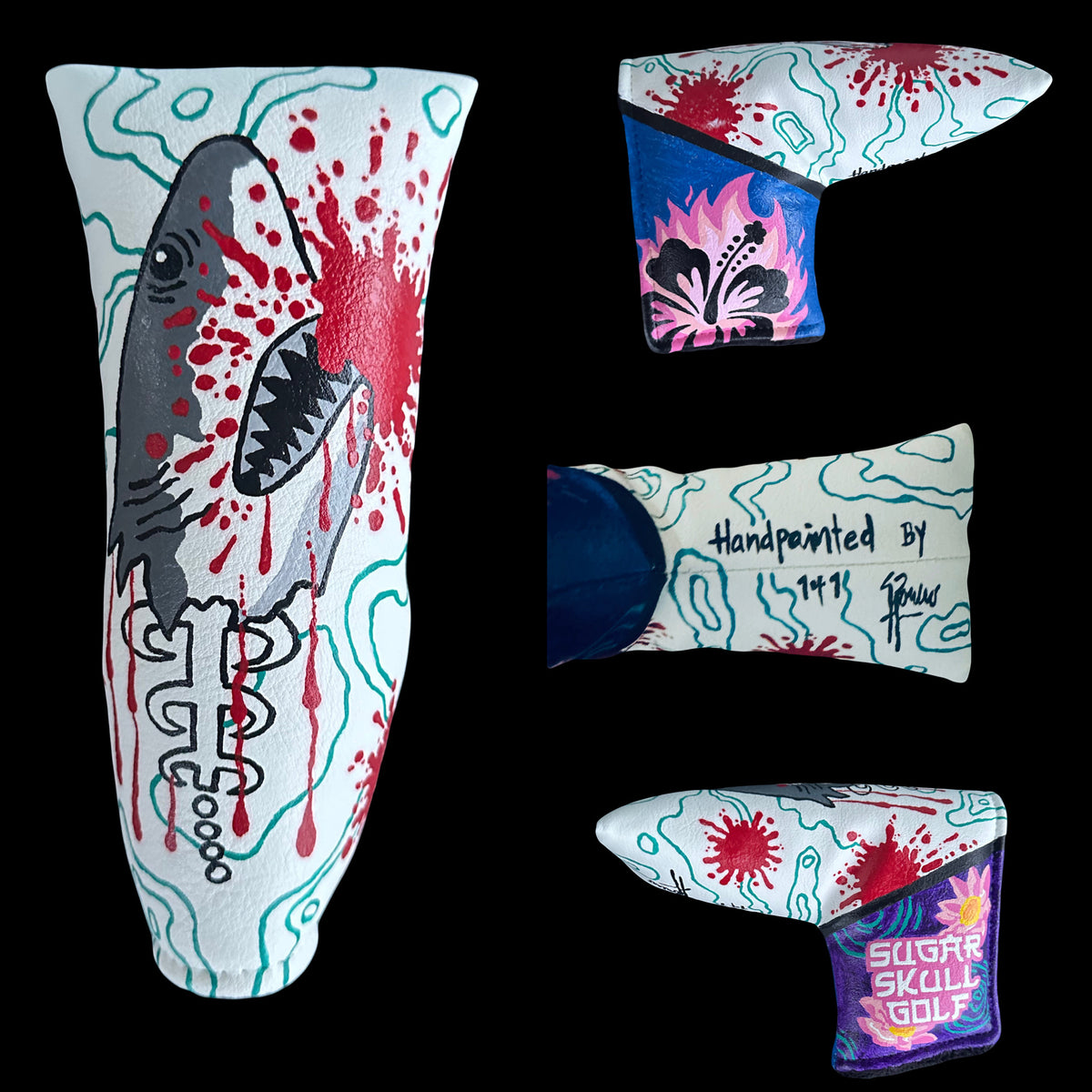 SSG 1/1 Hand Painted Shark Putter Cover – Sugar Skull Golf