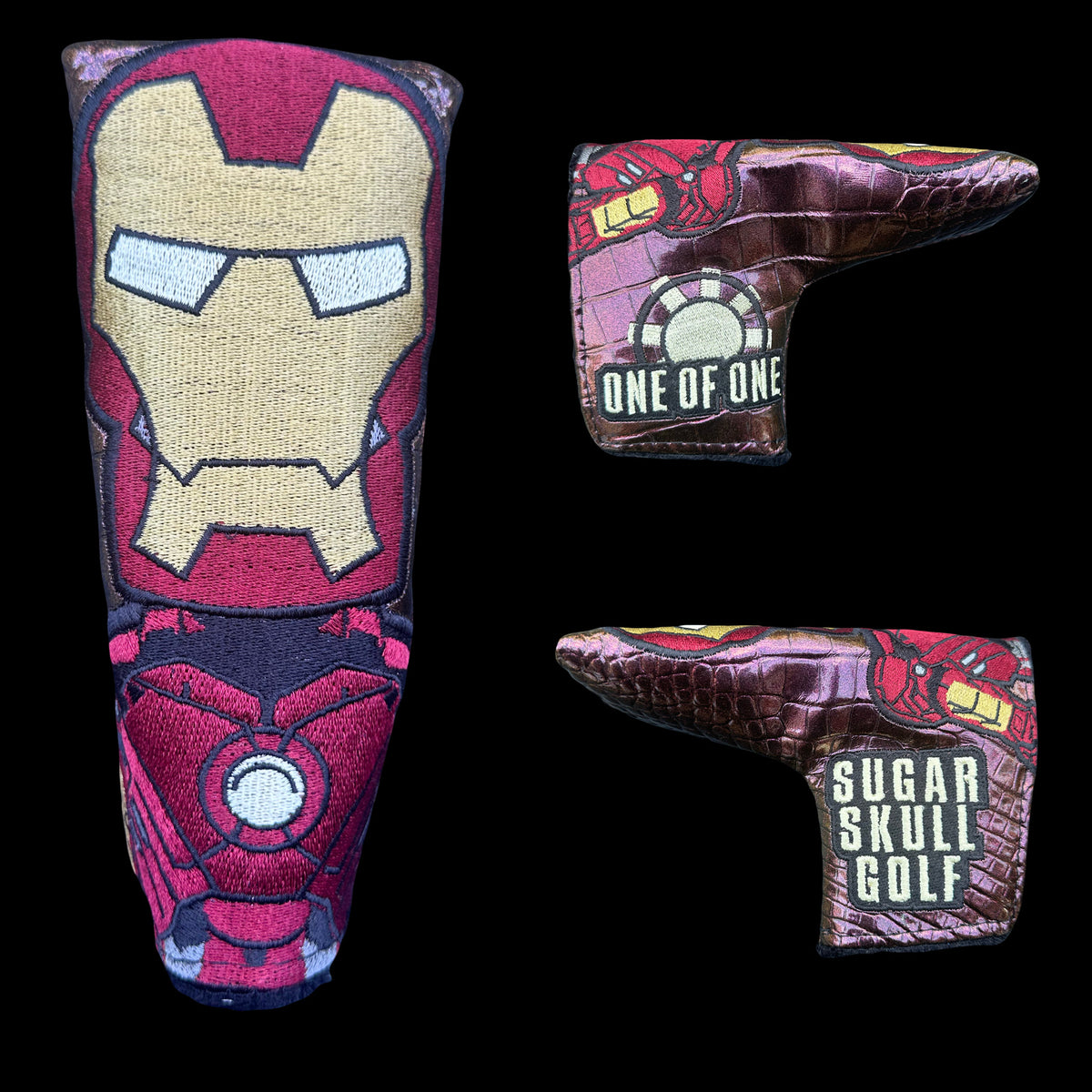 SSG 1/1 Sparkle Maroon Gator Superhero Putter Cover – Sugar Skull Golf