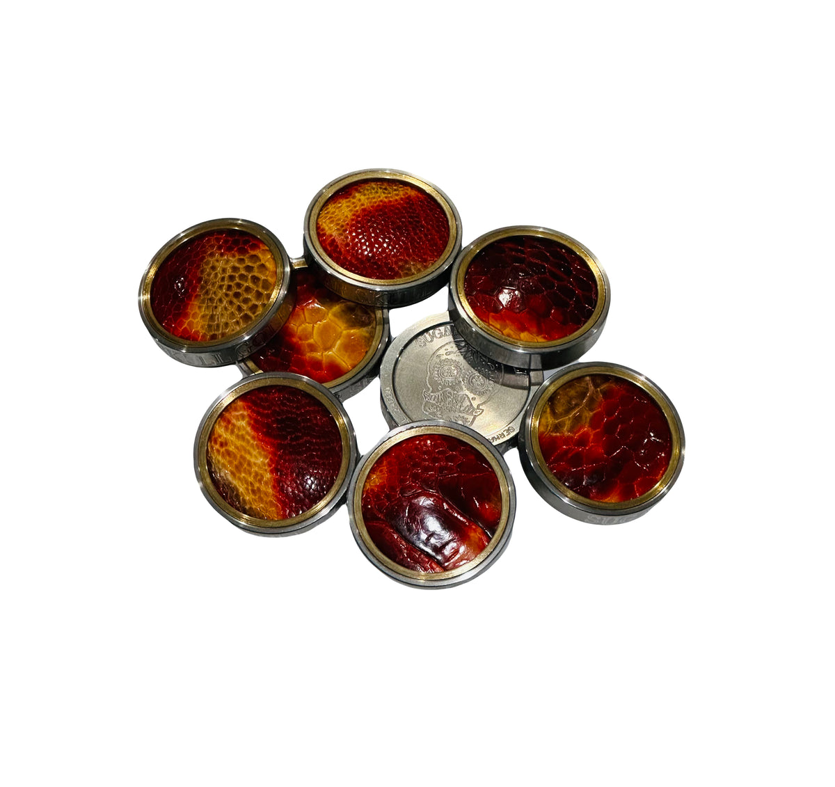 GSS Red/Orange Lizard & Brass Insert- Ball Marker – Sugar Skull Golf